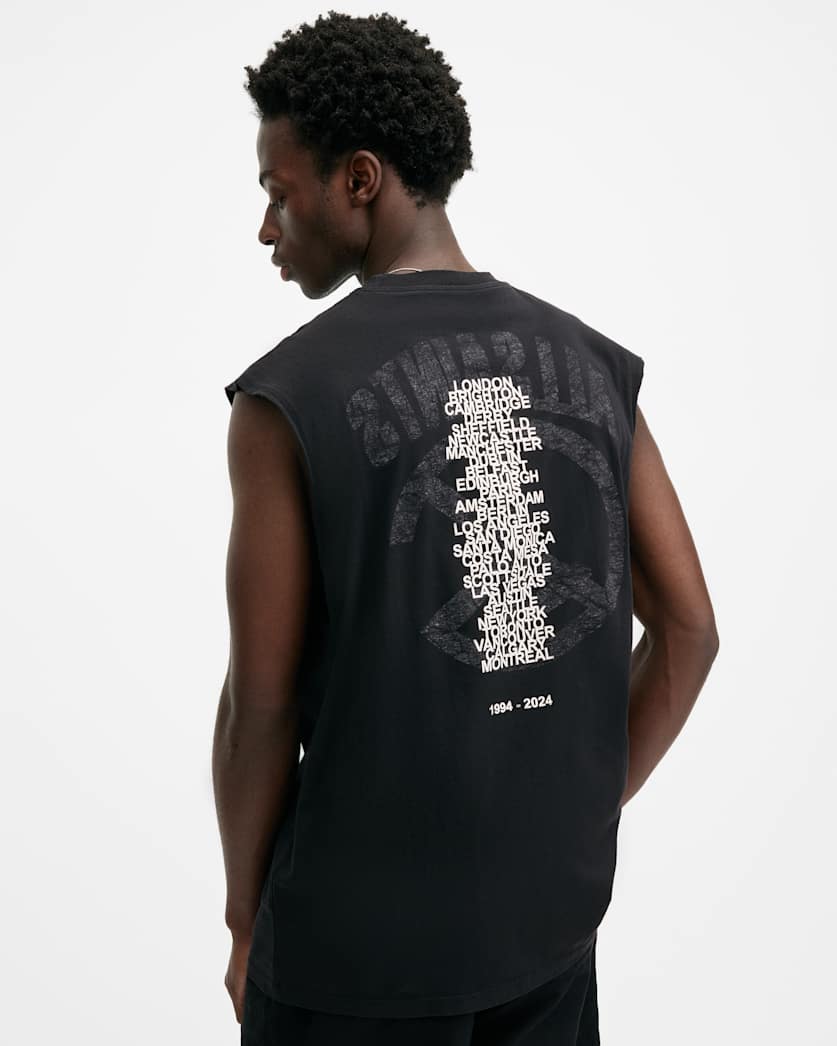 Stock Sleeveless Printed Tank Top Black | ALLSAINTS US